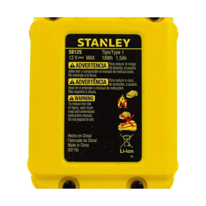 Bateria 12v 1.5Ah Li-Ion SB12S-BR Stanley Ultra Máquinas