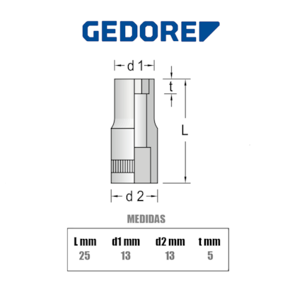 Soquete Estriado 9mm 1/4"pol. Encaixe D20 Original 013108 Gedore ...