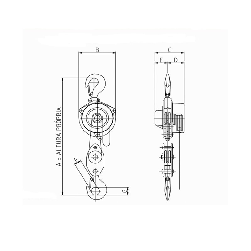 Talha Manual Compacta 5M 2 Toneladas Berg Steel - Ultra Maquinas