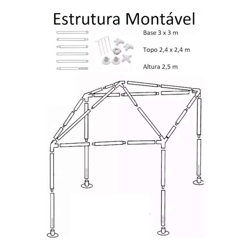 Tenda Gazebo Desmontável Em Tubos de Aço 3m x3m Azul 293708 Kala ...